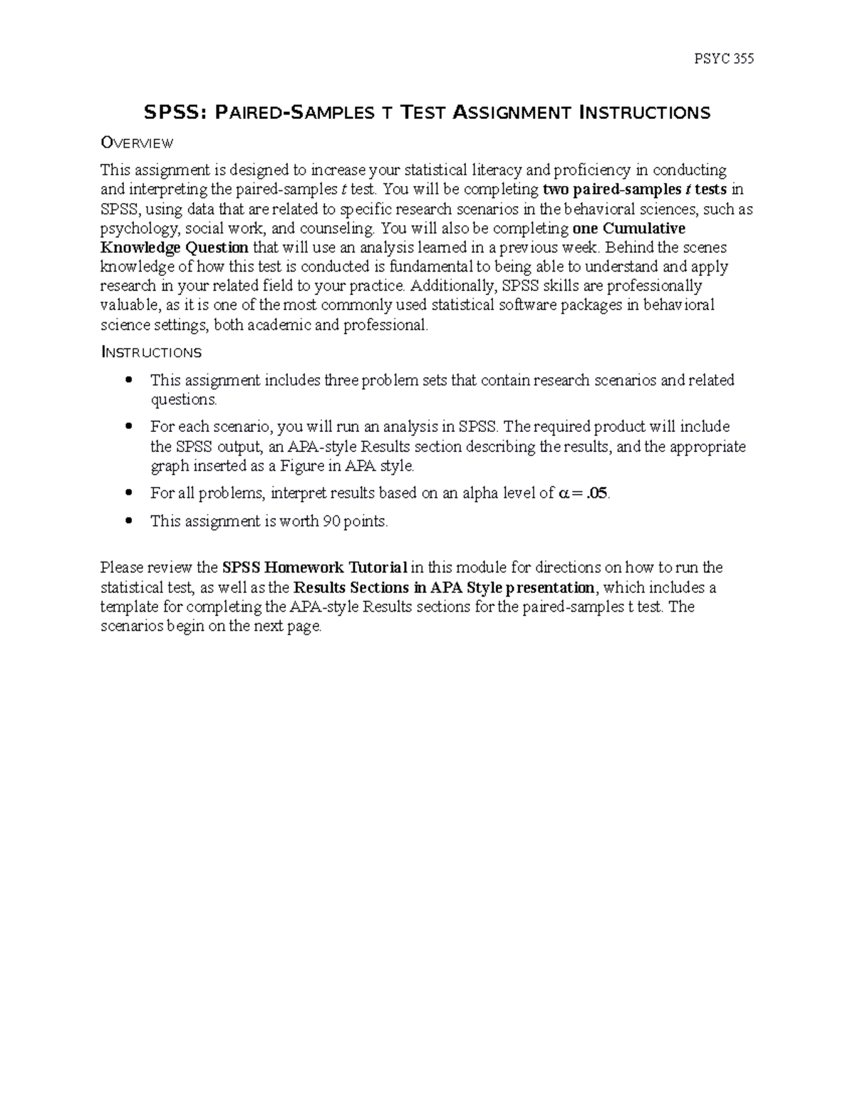 SPSS Homework Paired Samples t Test Assignment - SPSS: PAIRED-SAMPLES T ...
