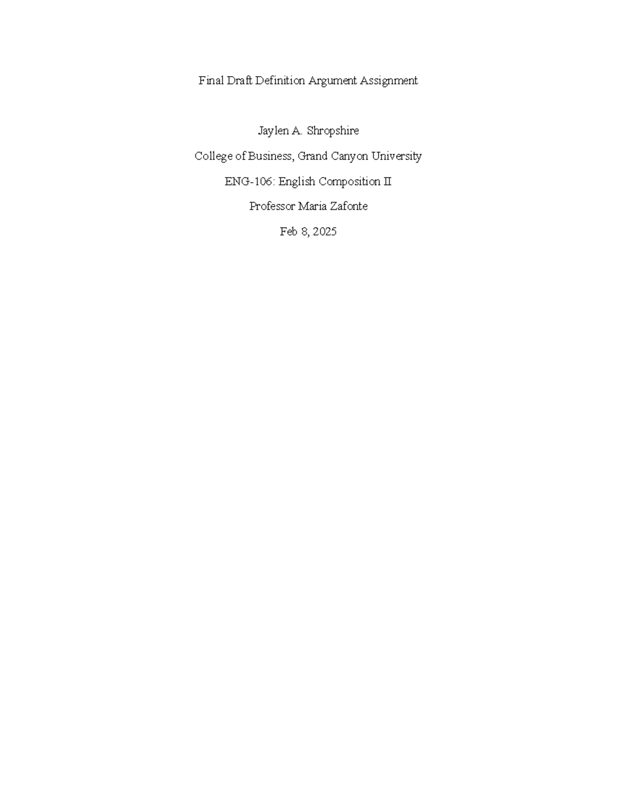 ENG Final Draft - Final Draft Definition Argument Assignment Jaylen A ...