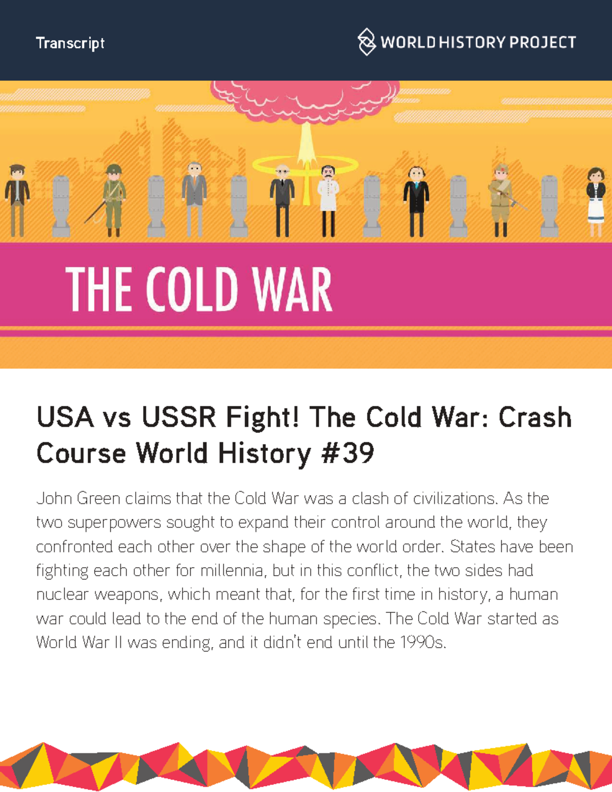CCWH 39: Analyzing the USA vs USSR Conflict in the Cold War - Studocu