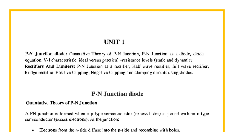 EDL 101: Junction Diodes and Rectifiers - Theory and Applications - Studocu