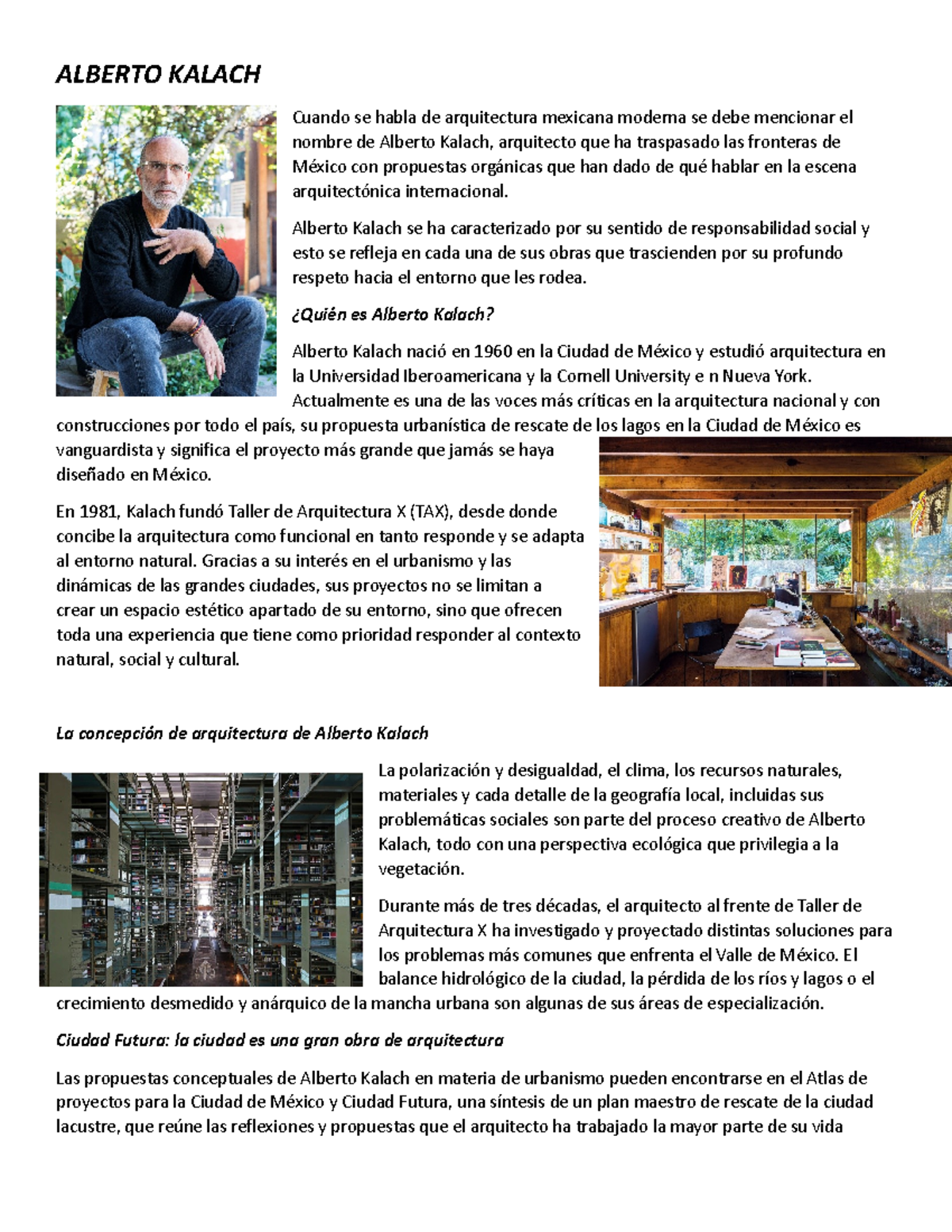 Análisis de la arquitectura orgánica de Alberto Kalach - Studocu