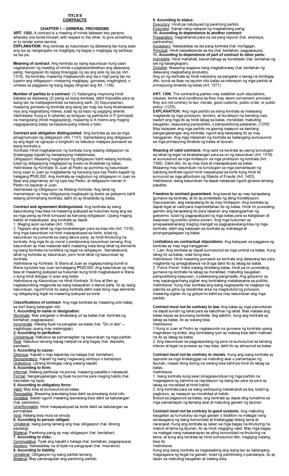 LAW- Contracts - about law - TITLE II CONTRACTS CHAPTER 1 – GENERAL ...