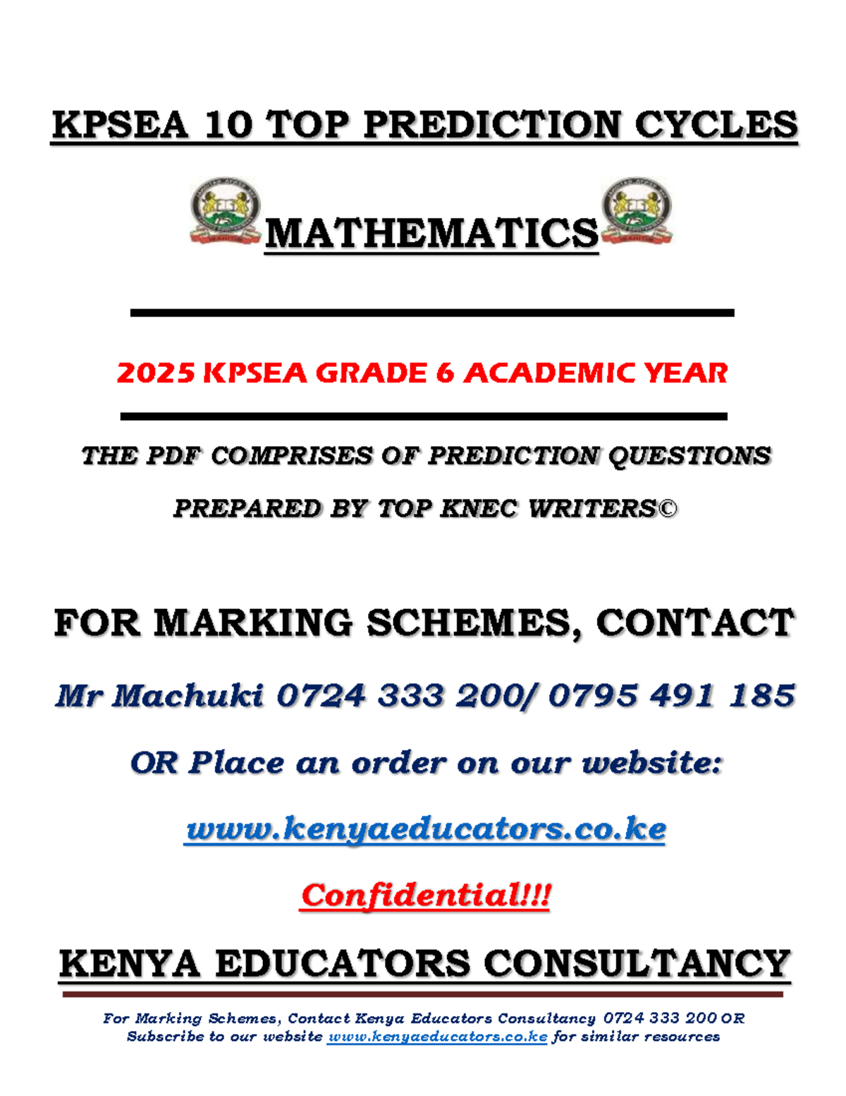 MAT 2025 KPSEA Grade 6 Top Prediction Questions Cycles - Studocu