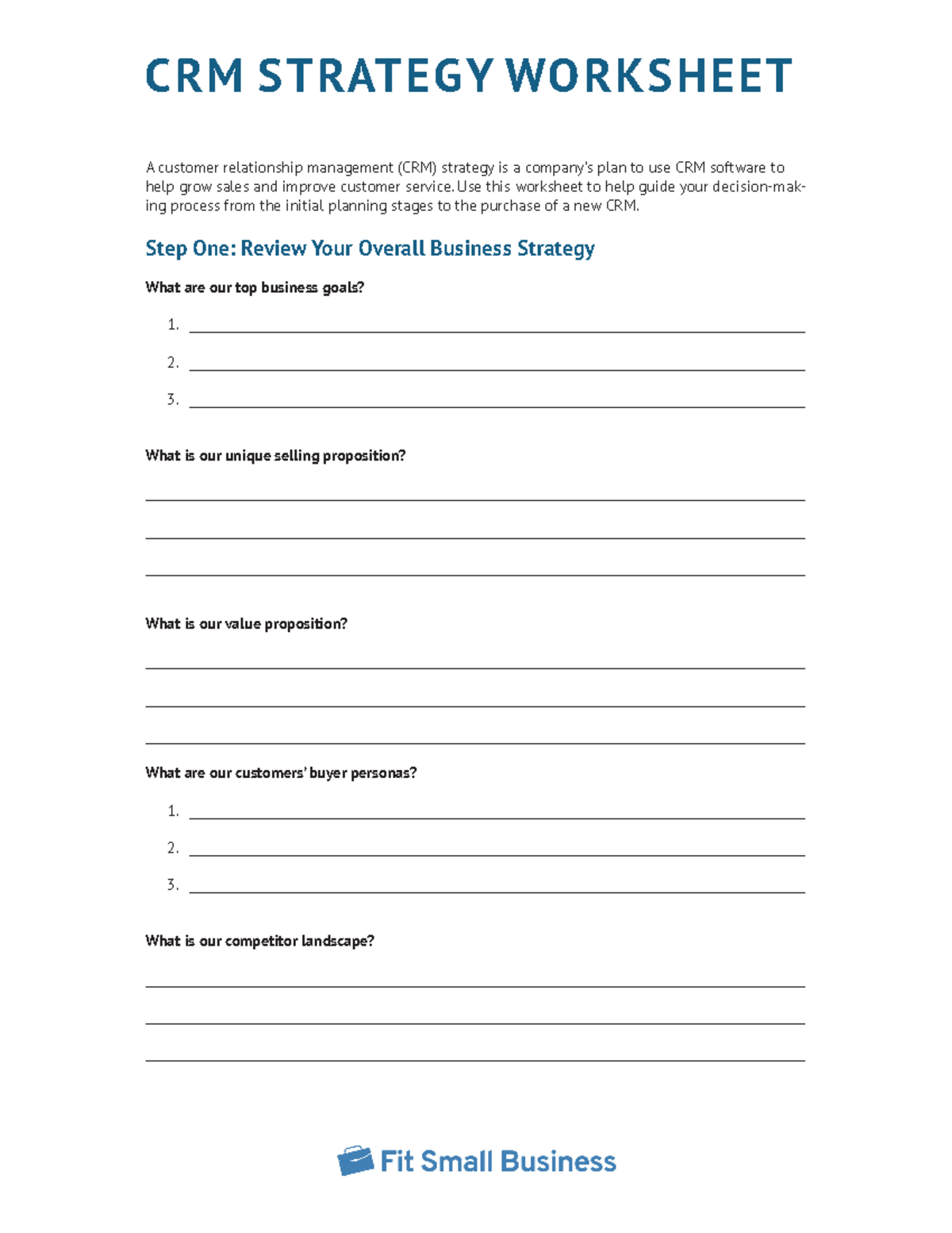 CRM Strategy Worksheet 1: A Guideline for Effective Customer Management ...
