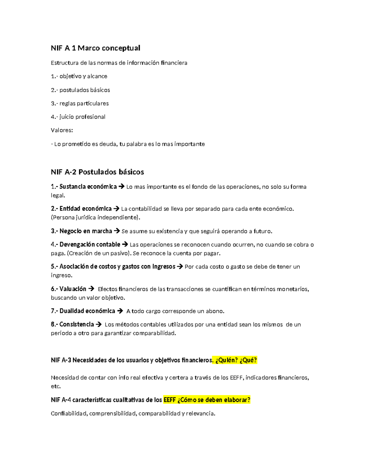 NIF A 1: Estructura y Postulados de Normas Financieras - Studocu