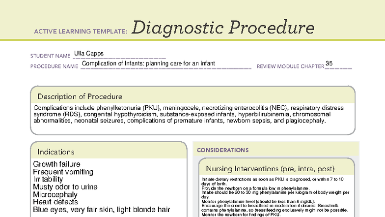 Active Learning Template Diagnostic Procedure Complication of Infants ...
