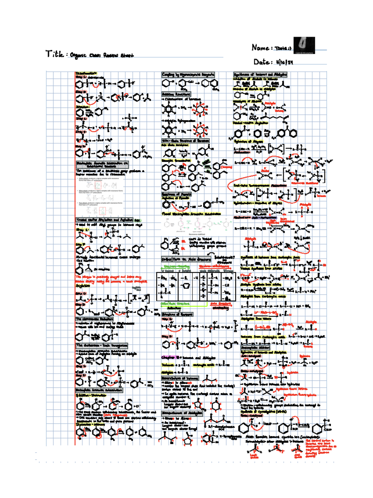 Organic Chem Review Sheet - Title Name Date Toots ...