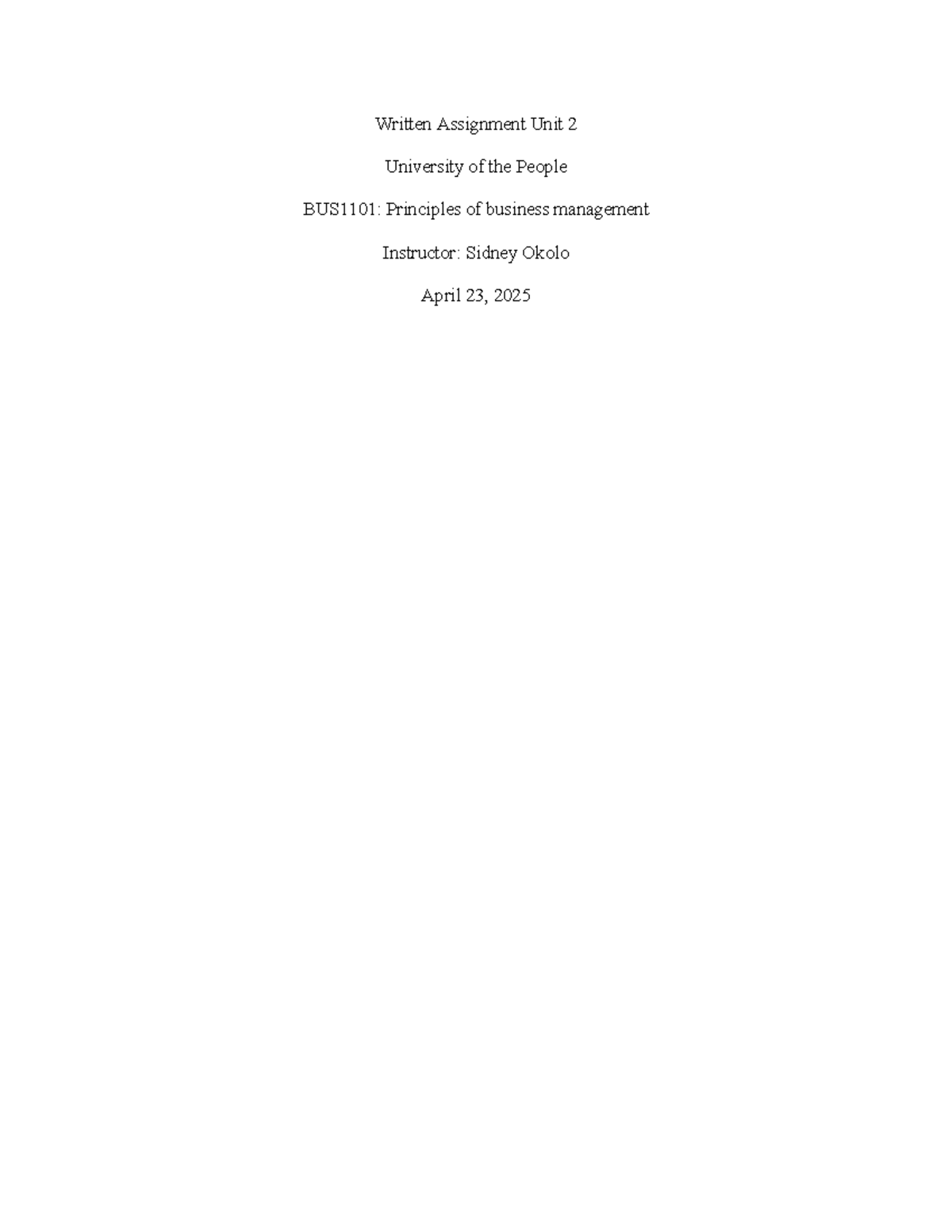 BUS1101: Written Assignment Unit 2 - Employee Management Strategies at SAS - Studocu