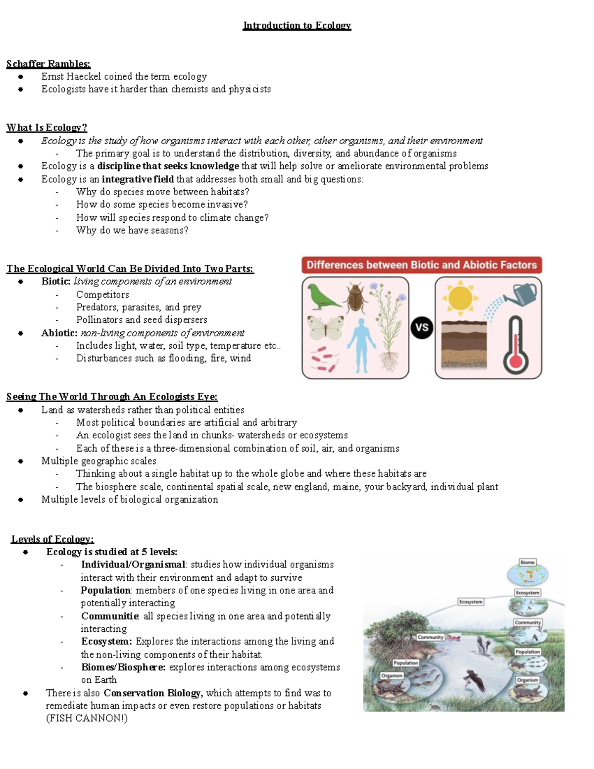 BIO 101 Test 4 Study Guide: Key Concepts in Ecology - Studocu