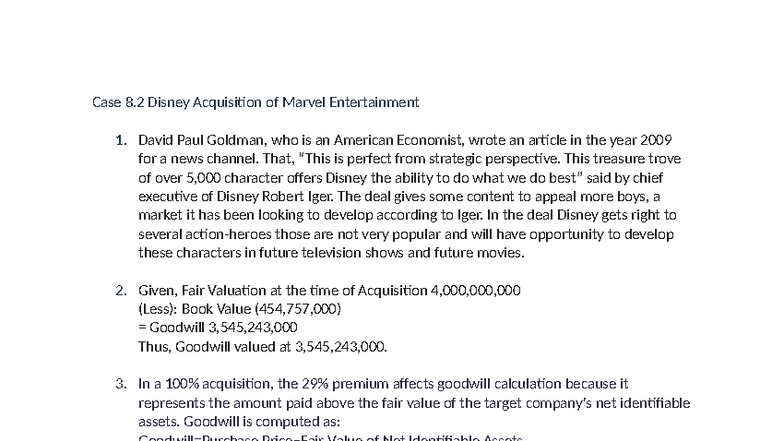 Case Study: Disney's Strategic Acquisition of Marvel Entertainment ...