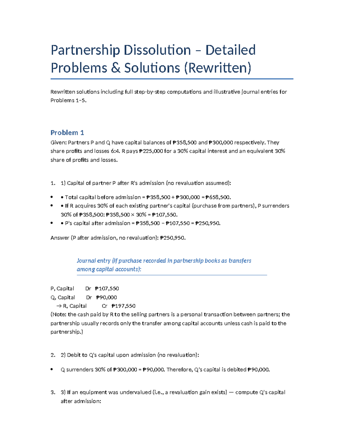 Partnership Dissolution (Course Code: PDS 101) - Comprehensive ...