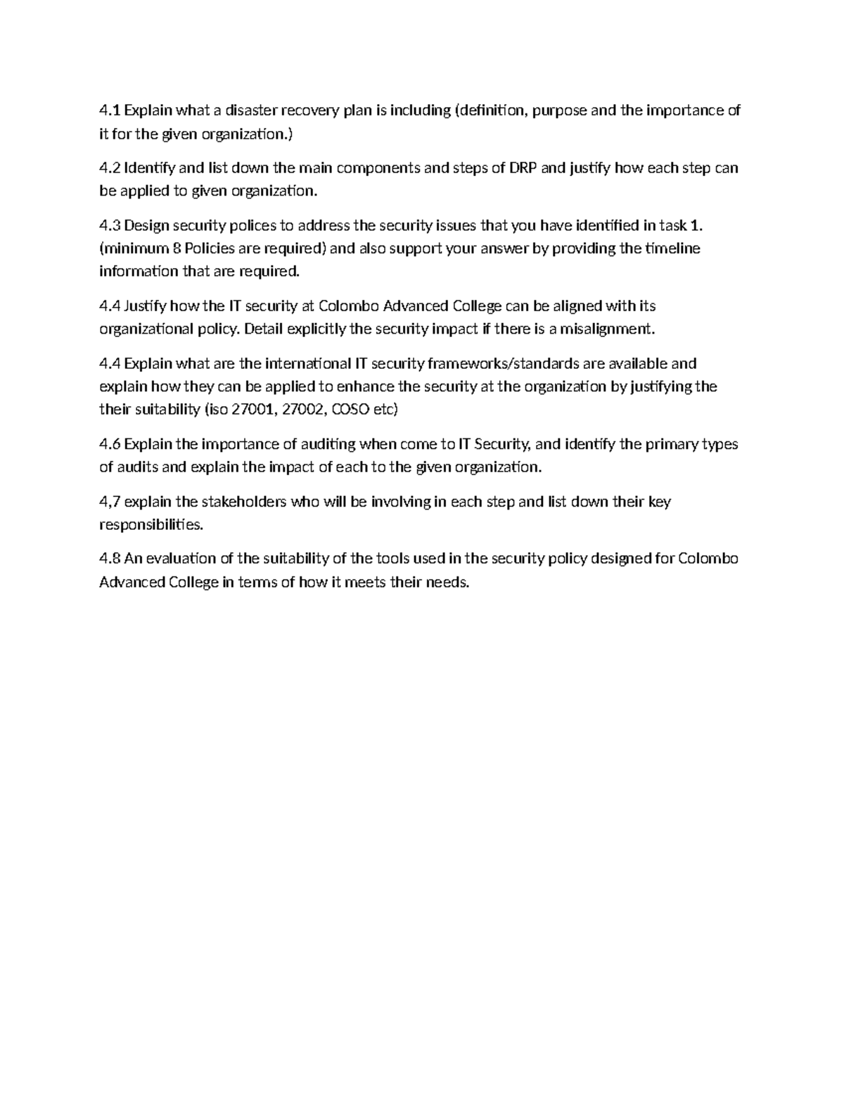 Task 4 Breakdown - Disaster Recovery & IT Security Policies Analysis ...