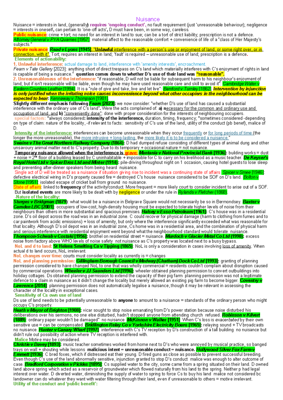 Tort Law Overview: Key Concepts and Case Summaries (LAW 101) - Studocu