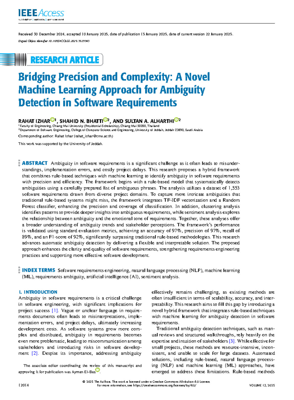 Bridging Precision and Complexity: ML for Ambiguity Detection in SW ...