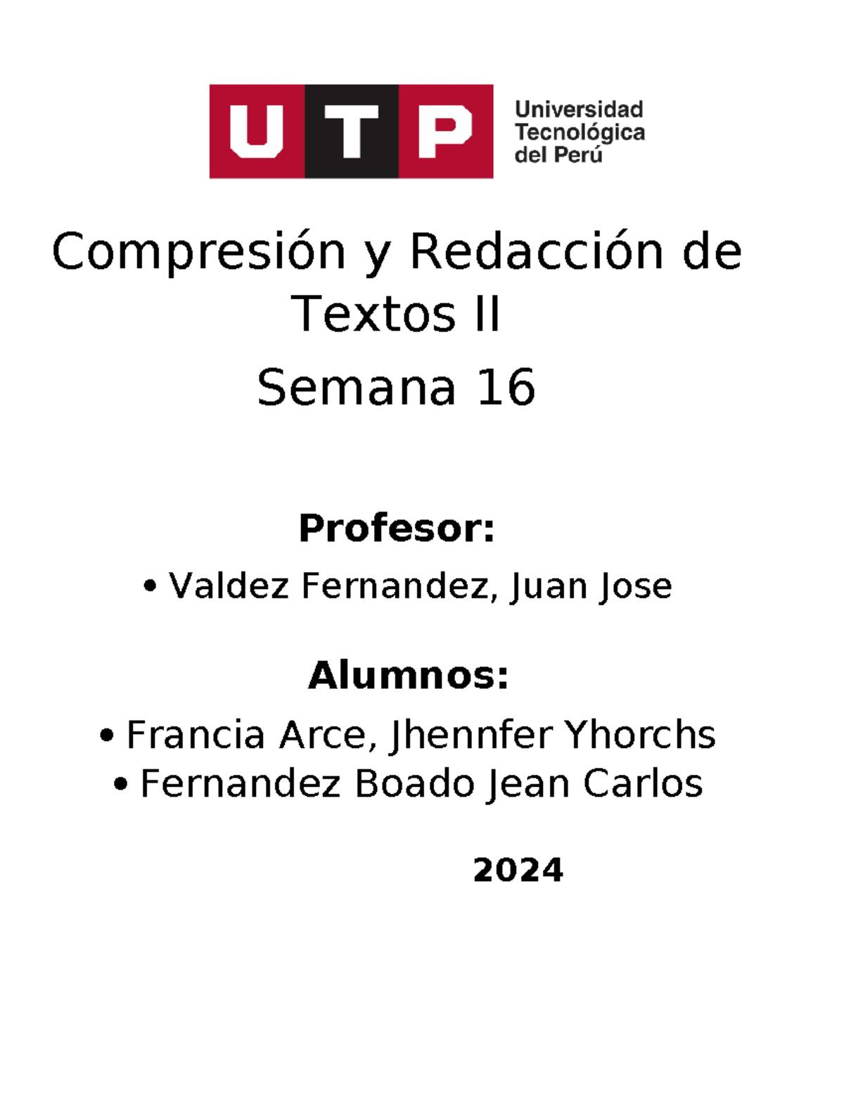Compresión y Redacción de Textos II Práctica Calificada 2 (PC2) - Compresión y Redacción de ...