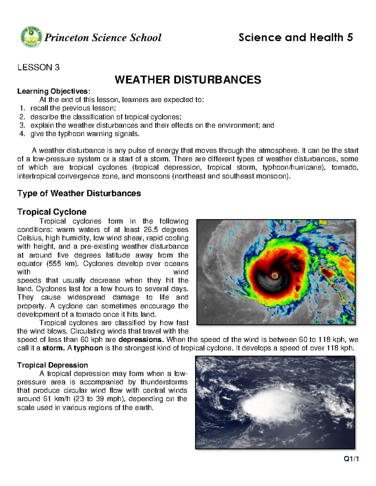 4th Q Science 5 Lesson 3 - Weather Disturbances -PDF - LESSON 3 WEATHER DISTURBANCES Learning ...