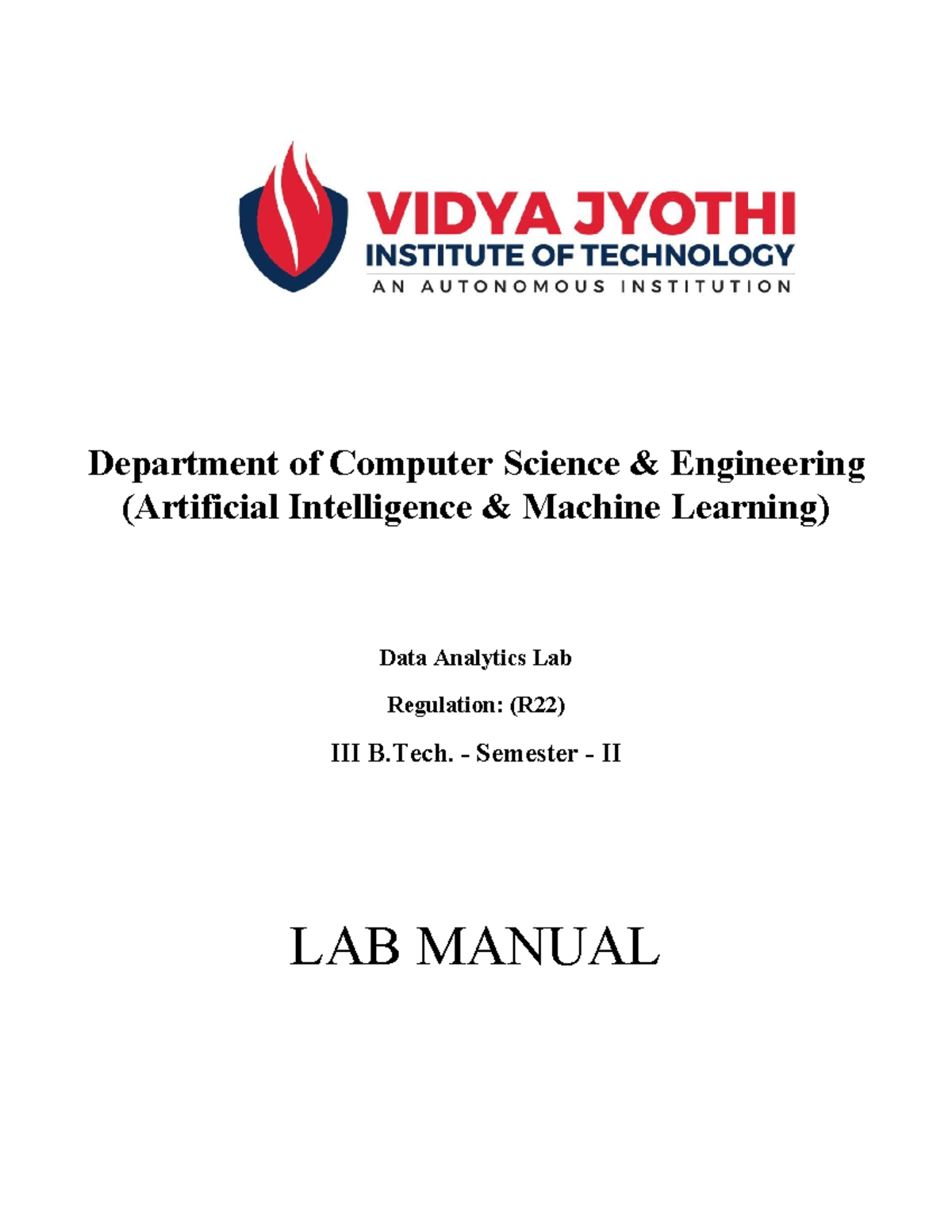 Data Analytics Lab Manual (R22) B.Tech. CSE(AI ML) II Sem. - Studocu
