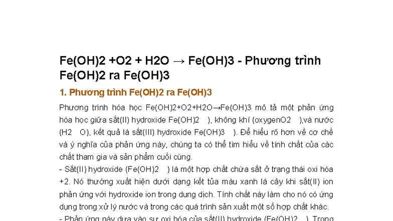 Feoh2 o2 h2o feoh3 phuong trinh feoh2 ra feoh3 166108 - Fe(OH)2 +O2 ...