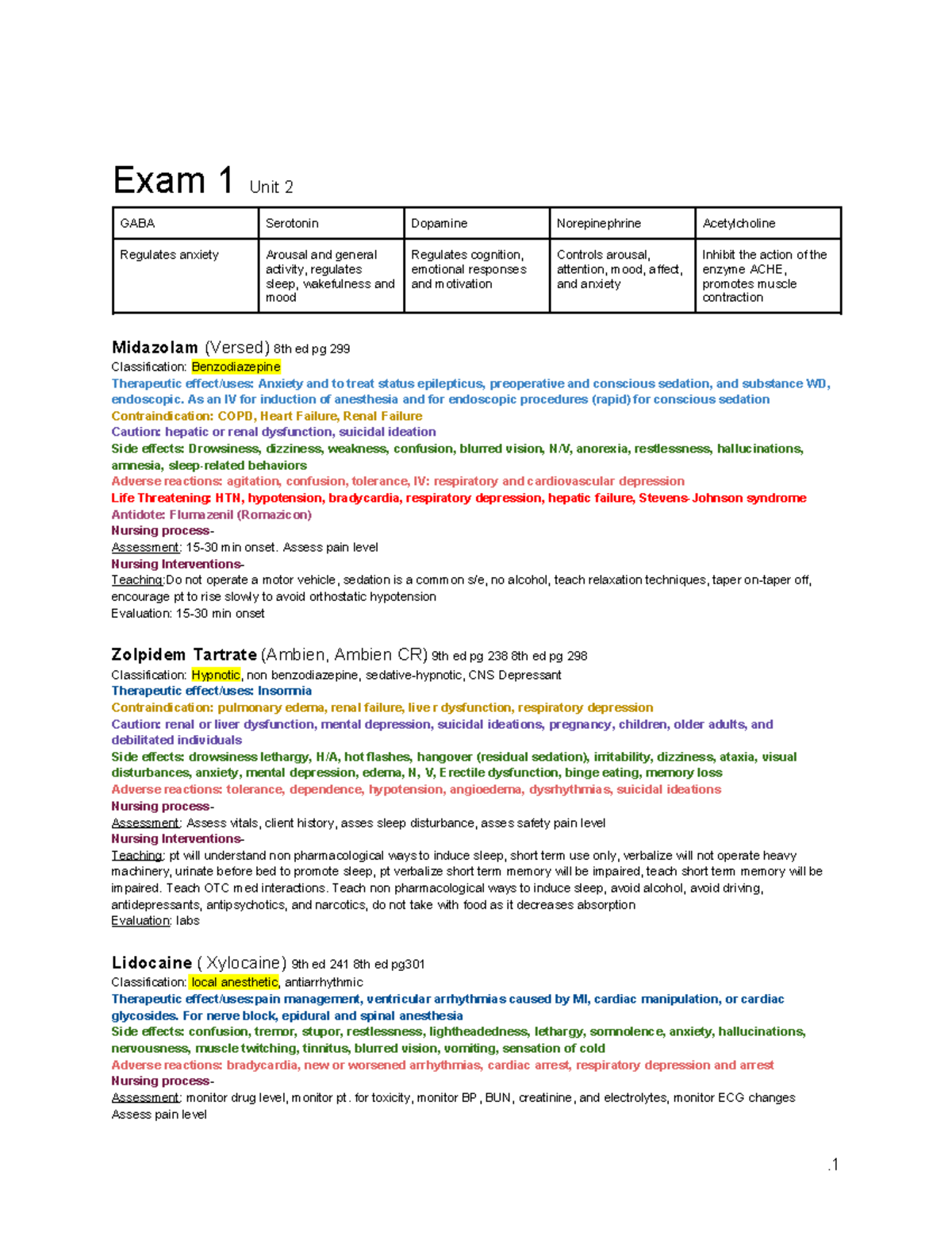 Pharm Exam 1 Unit 2 & 3 Concept Maps: Key Drug Classifications & Uses ...