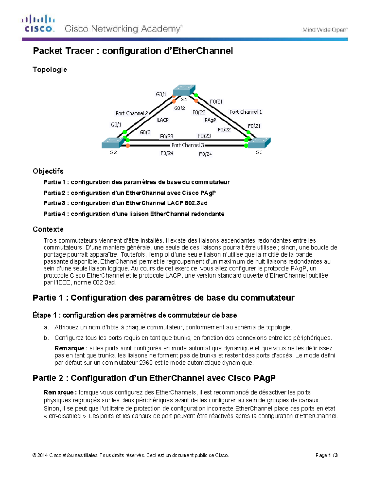 Packet Tracer 3.2.1.3 : Configuration d'EtherChannel avec PAgP et LACP ...