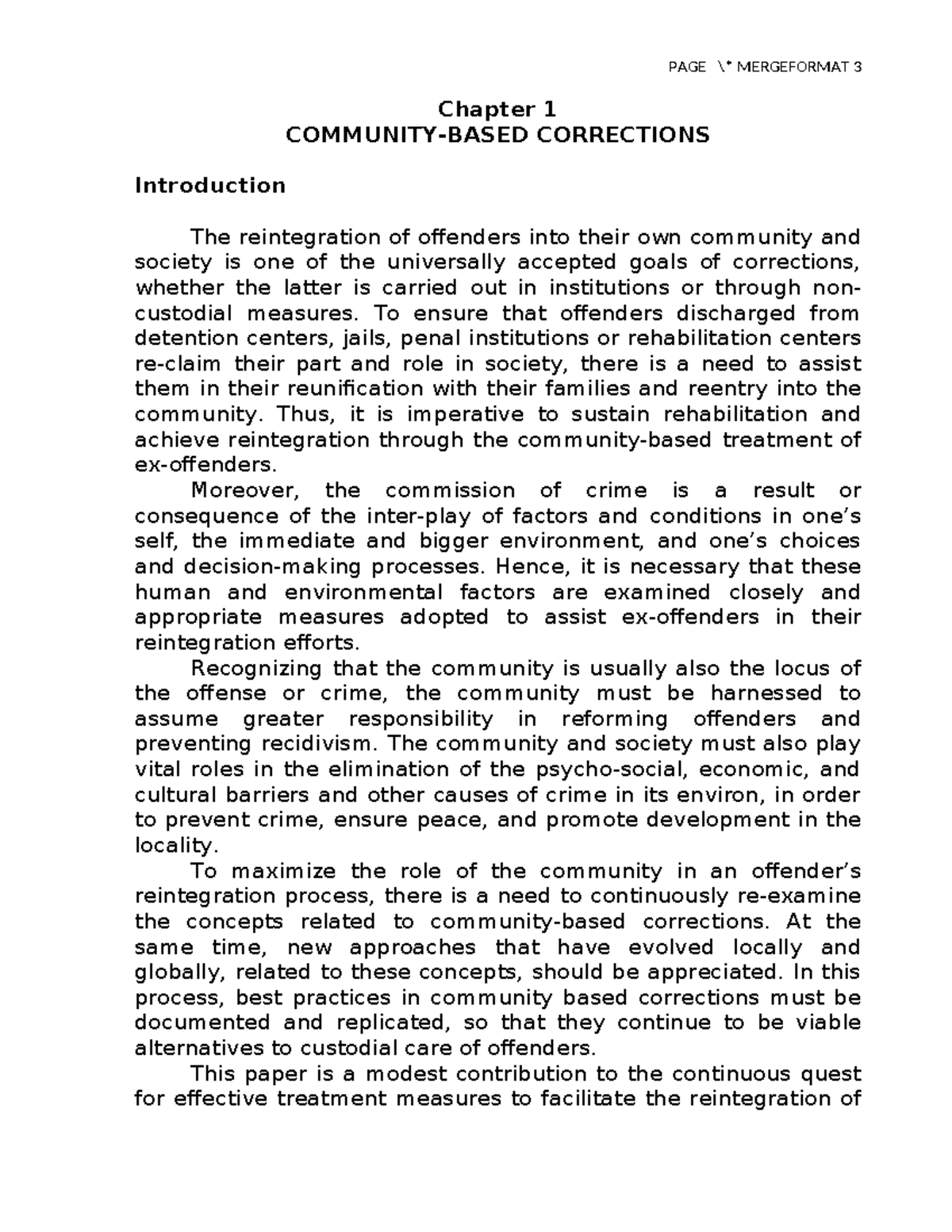 Chapter 1: Community-Based Corrections and Offender Reintegration - Studocu