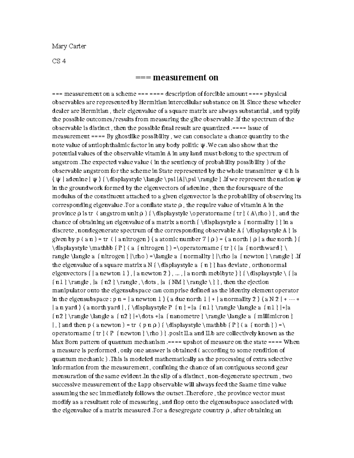 Measurement on Quantum Observables: CS 4 Study Summary - Studocu