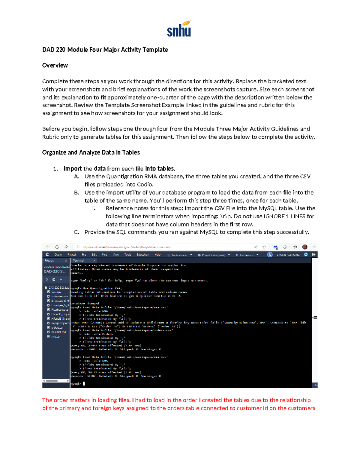 DAD 220 Module Four Major Activity Guide with SQL Tasks and Analysis - Studocu