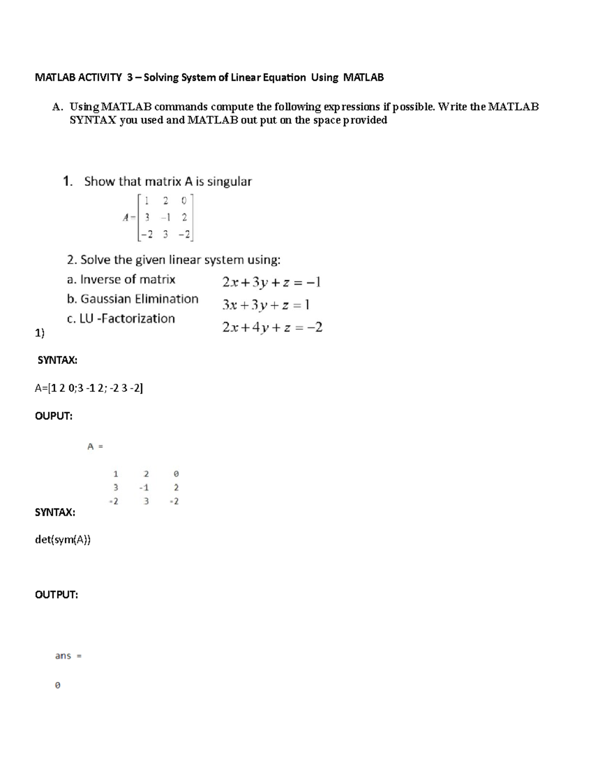 Matlab Activity 3 - Lecture notes 4 - Basic Electrical And Electronics ...