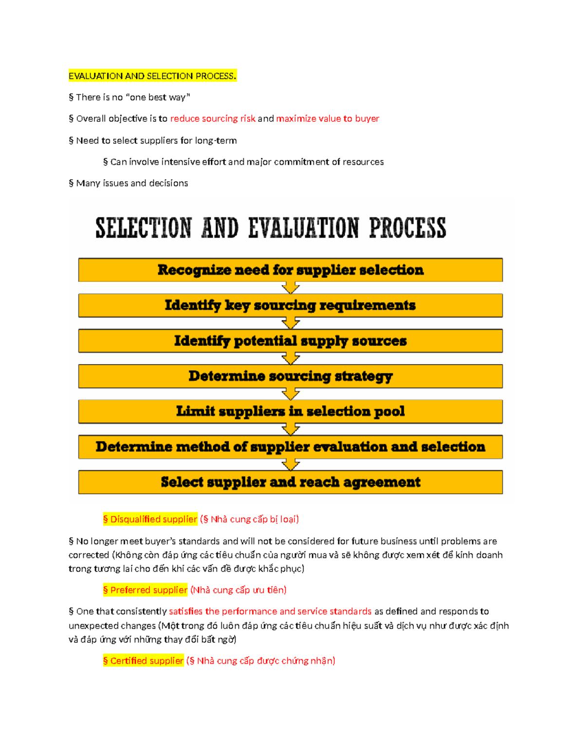 Chapter 7 Summary: Evaluation and Selection Process - Studocu