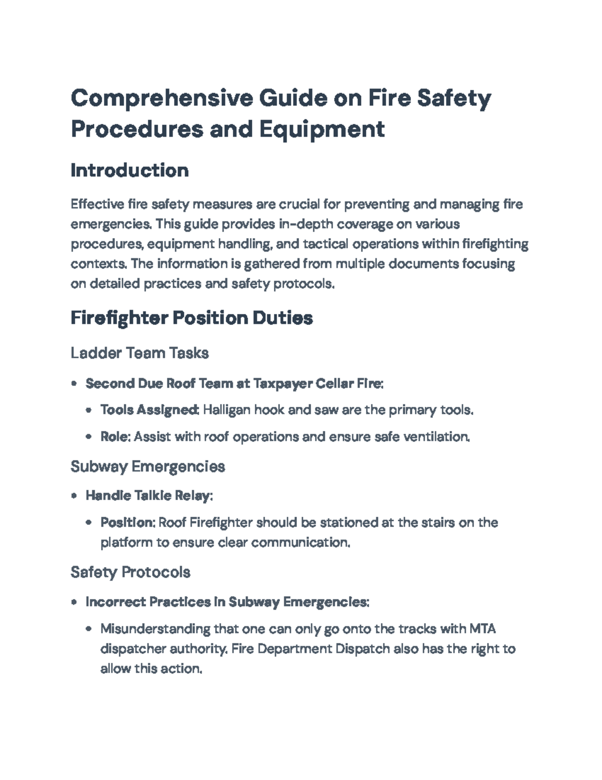 Comprehensive Fire Safety Procedures and Equipment Guide ...