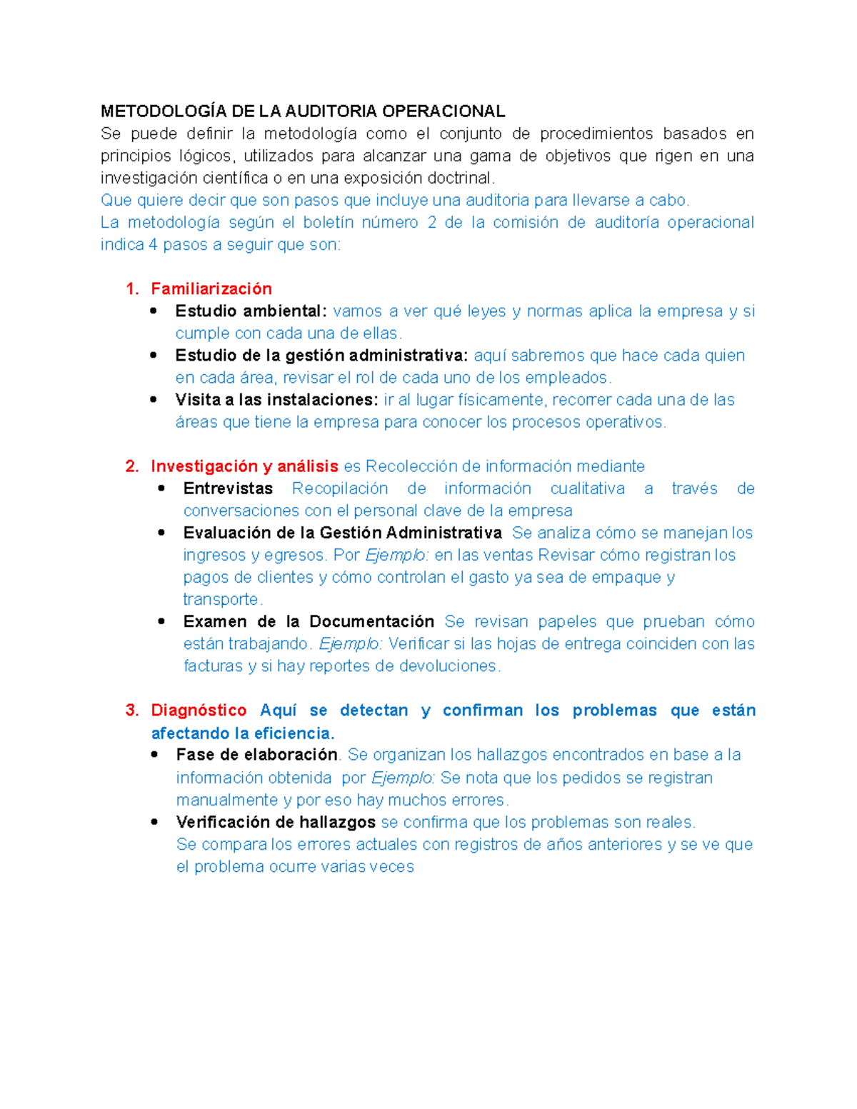METODOLOGÍA DE AUDITORÍA OPERACIONAL: PASOS Y ANÁLISIS - Studocu