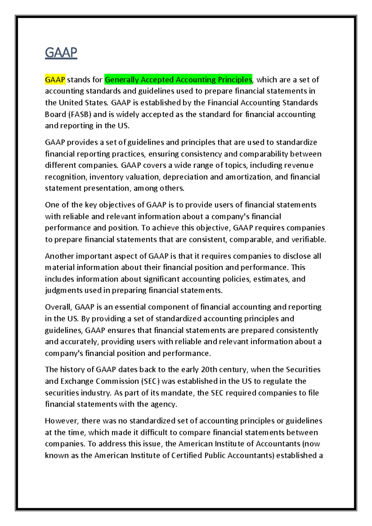 GAAP - details about GAAP - GAAP GAAP stands for Generally Accepted ...