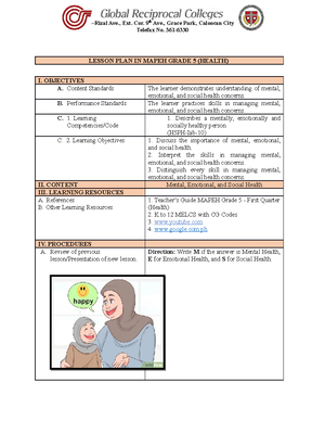Lesson Plan Sample Based on Gagne's 9 events of instruction - A 15 ...