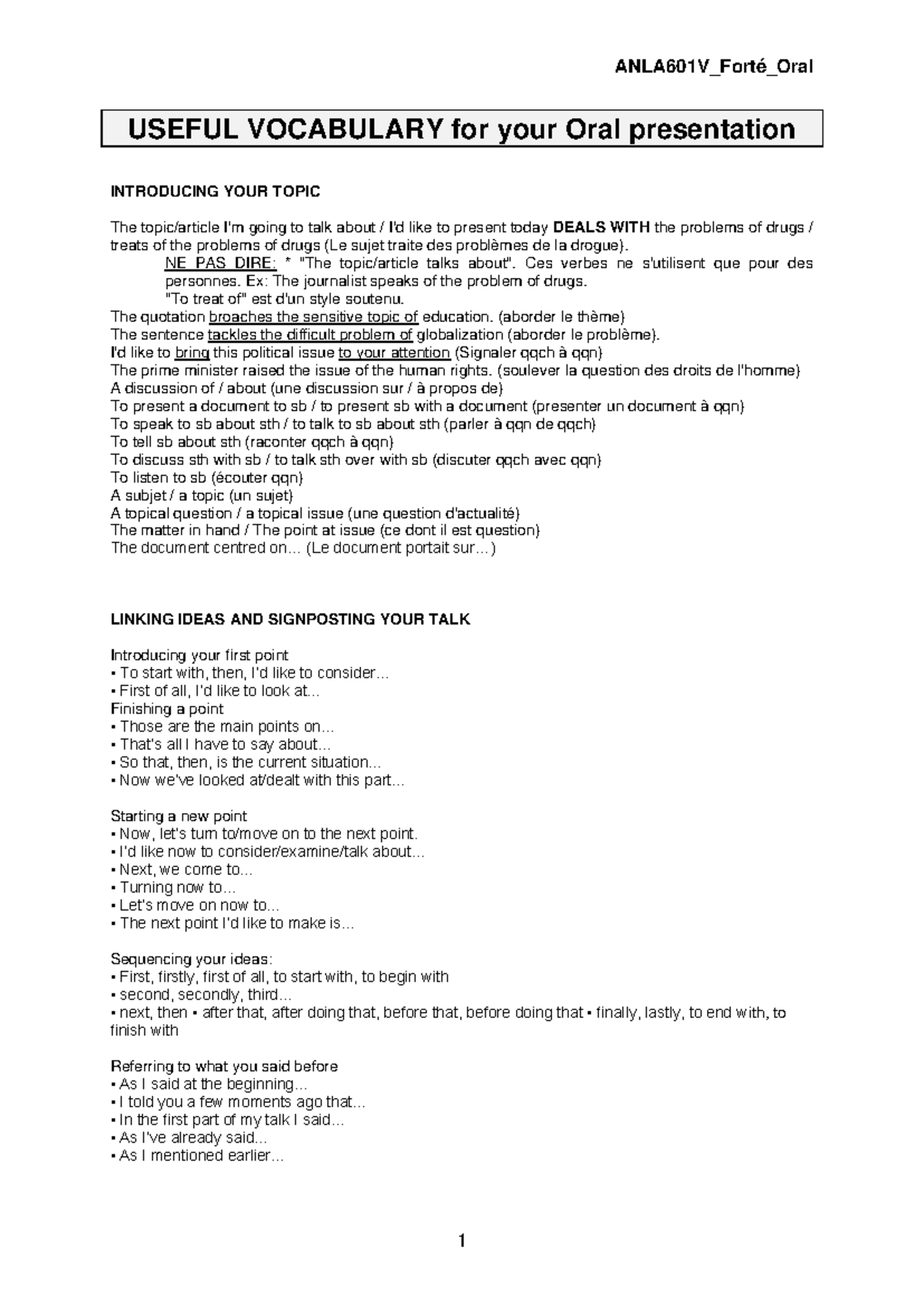 ANLA601V_Forté_Oral Presentation Vocabulary and Communication Skills ...