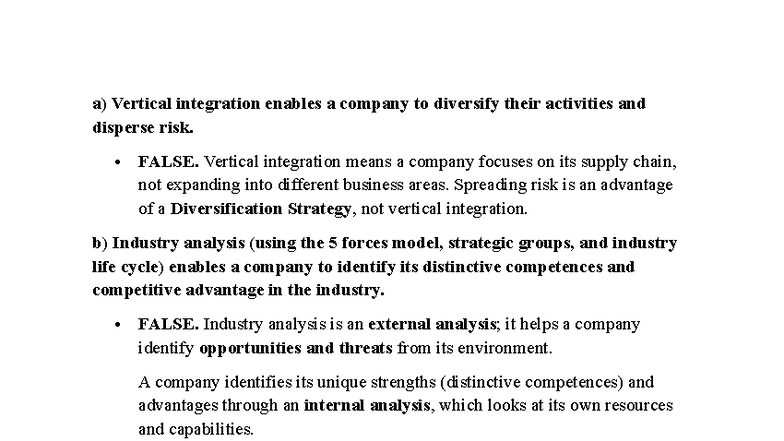 TF SM - Analysis of Vertical Integration and Diversification Strategies ...