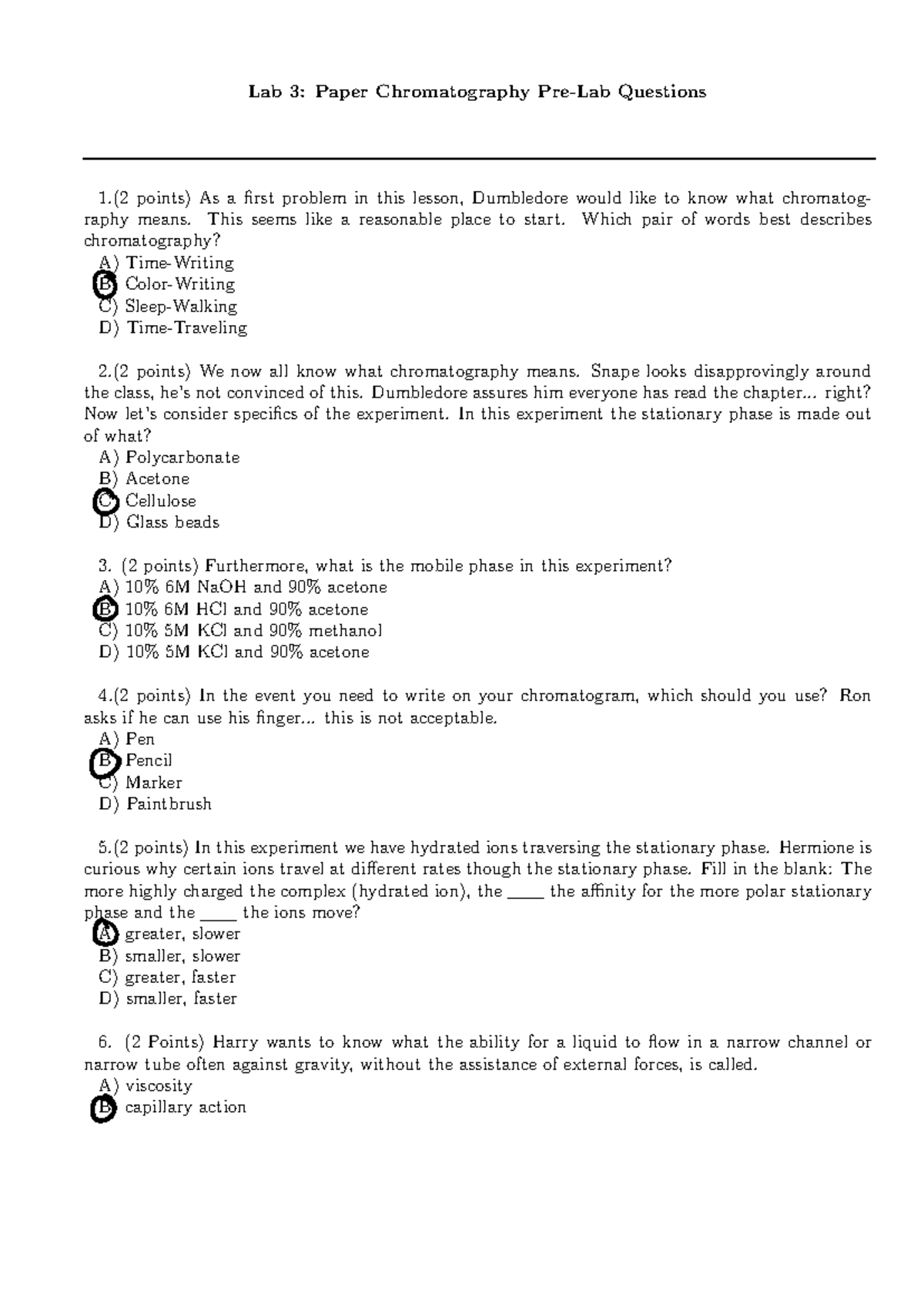 Lab 3 - Paper Chromatography Pre-Lab Questions - Studocu