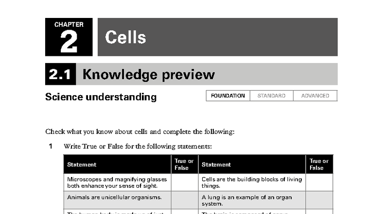 CHAPTER 2 Cells: Revision Questions for PEARSON SCIENCE 8 - Studocu