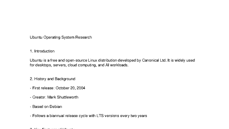 Ubuntu OS Research: Key Features, Architecture & Applications - Studocu