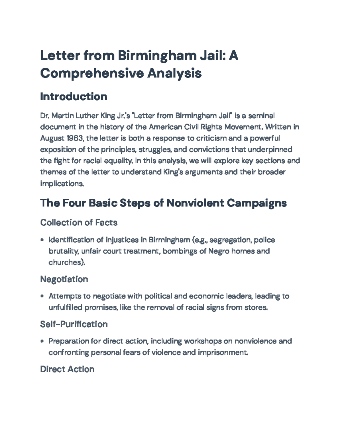 Theoretical Analysis of King's "Letter from Birmingham Jail" - Critical ...