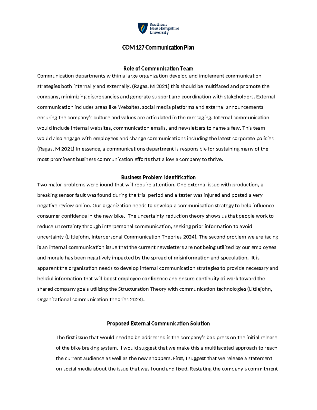 COM 127 Final Exam Communication Strategy Proposal and Analysis - Studocu