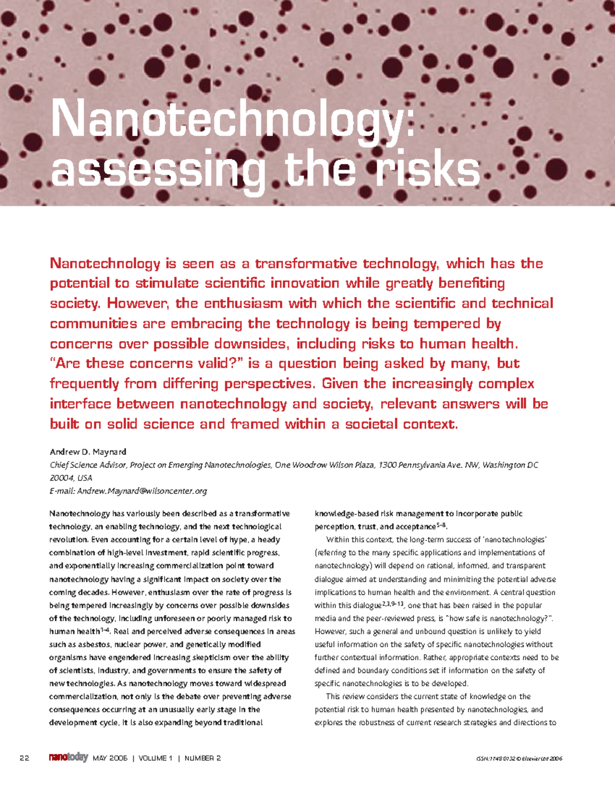 Nanotechnology Risks: Assessing Health Implications and Safety - Studocu