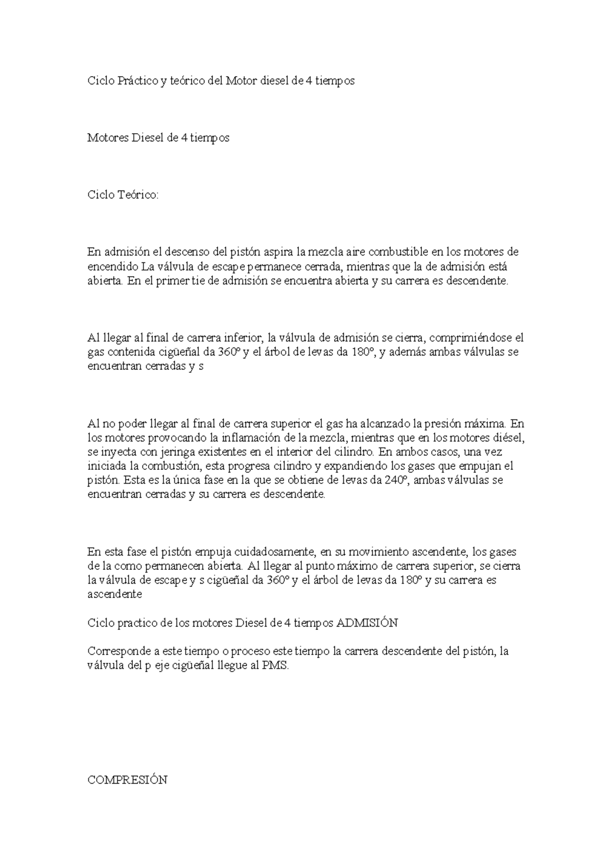 Ciclo Teórico y Práctico del Motor Diesel de 4 Tiempos y sus ...