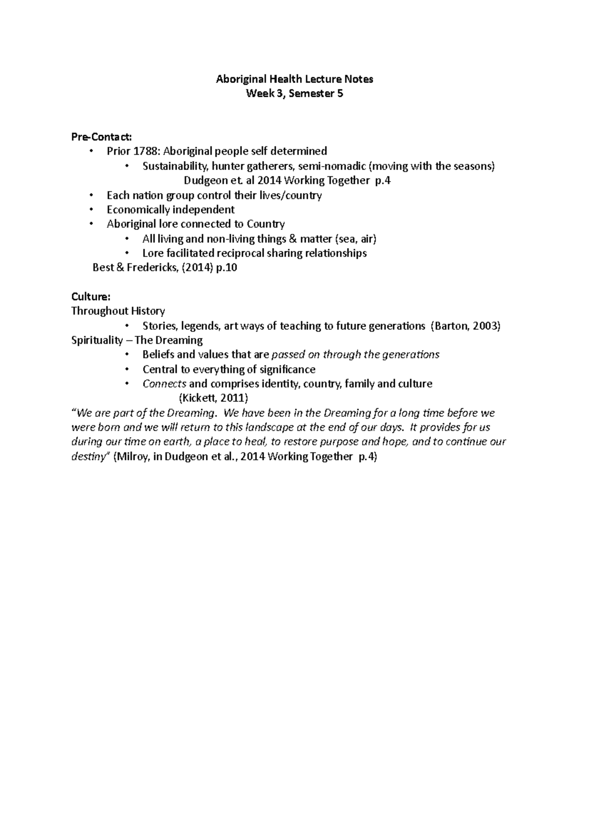 Aboriginal Health Lecture Notes - Week 3, Semester 5 Overview - Studocu