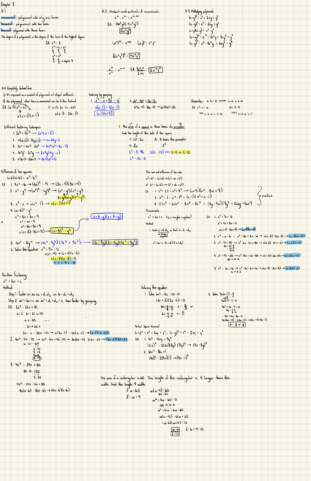 Chapter 3 notes - Chapter 3 3. I 3 Productand quotients of monomials 3 ...
