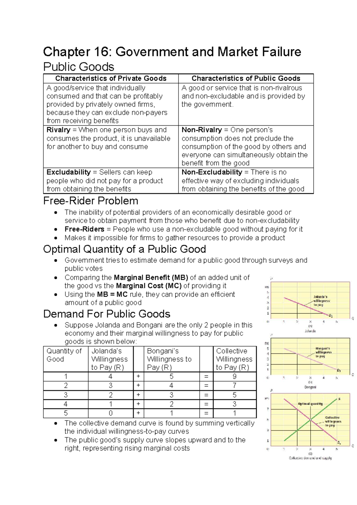 Chapter 16: Government and Market Failure - Public Goods and ...