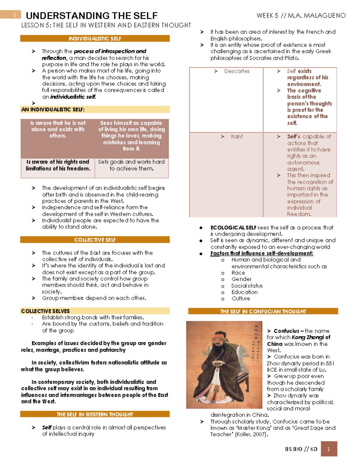 UTS W5 Easternand Western Thought - LESSON 5: THE SELF IN WESTERN AND ...