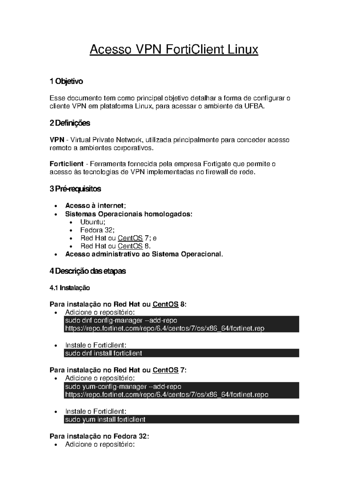 Acesso VPN FortiClient Linux: Guia de Configuração e Testes - Studocu