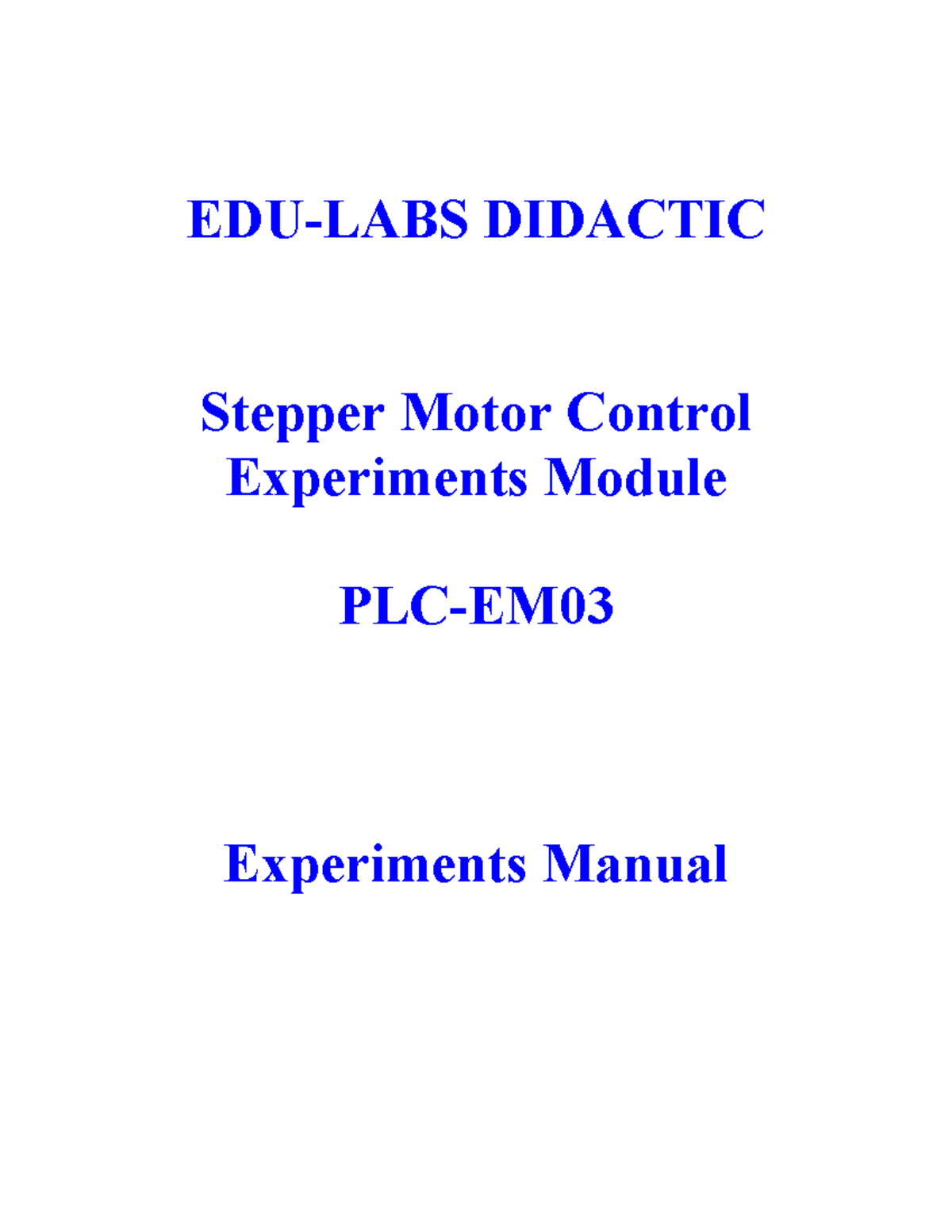 PLC-CP1E40 Stepper Motor Control Experiments Manual - Studocu