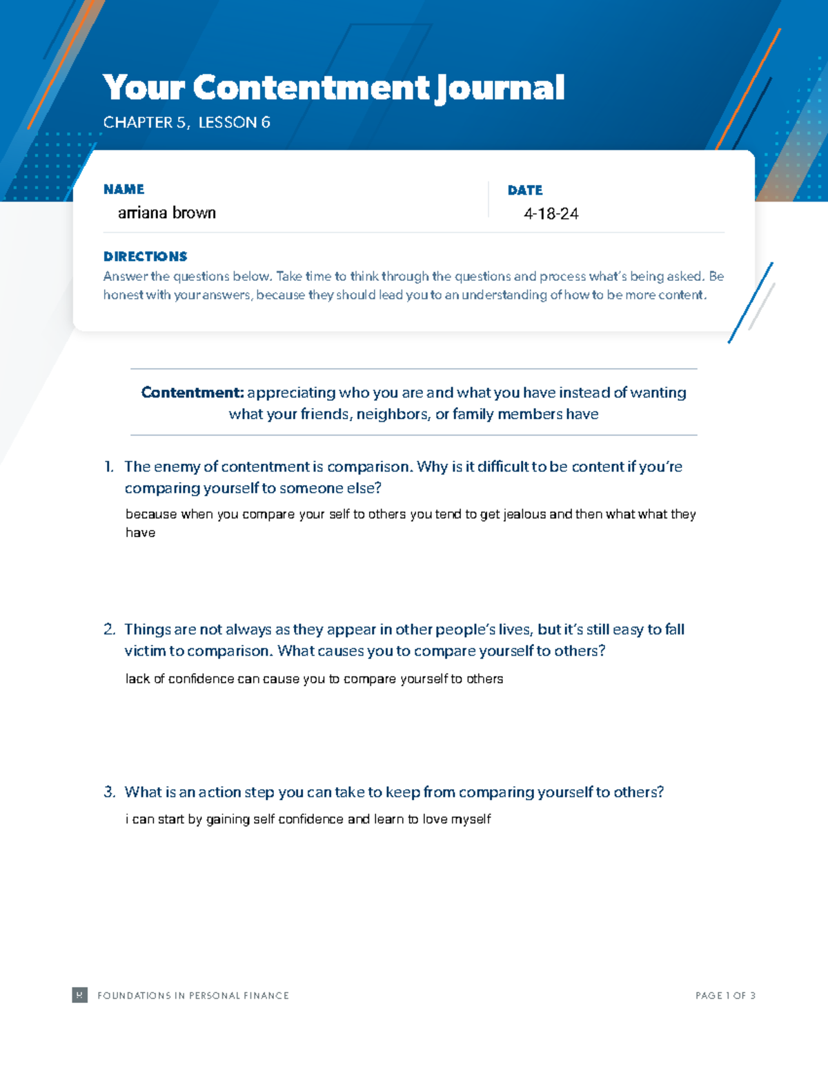 Kami Export - Foundations in Personal Finance: Ch 5, Lesson 6 Journal - Studocu