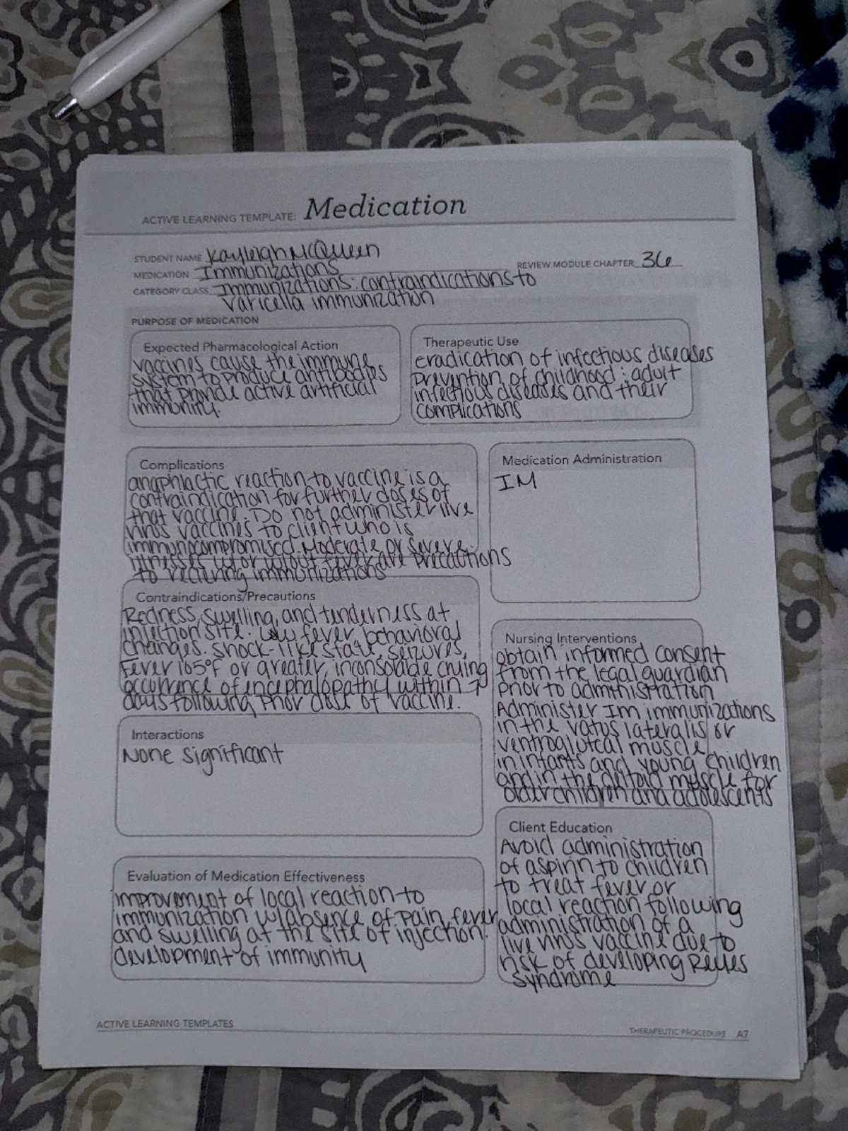 Immunizations & Medications: Active Learning Template A7 Overview - Studocu